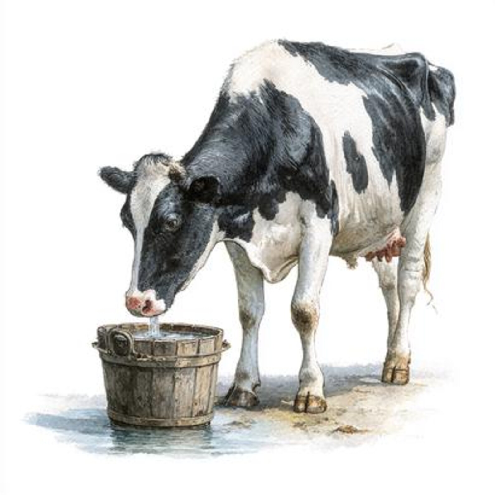 8 Cute Cow Drinking Water Clipart, Realistic Farm Yard Animals Clipart ...