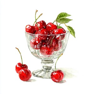 8 Cherry Clipart PNG Fruits Clipart Food Images Watercolor Digital ...