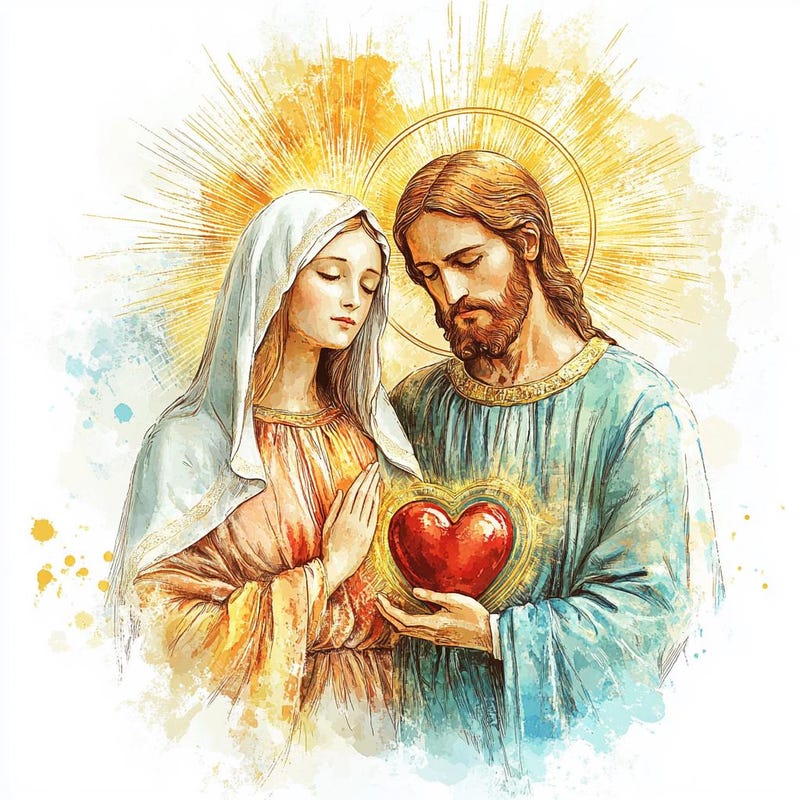 Immaculate Heart of Mary Clipart - Etsy