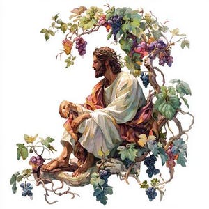 12 Jesus Clipart With Grapevine, I Am the True Vine, Christian Art ...