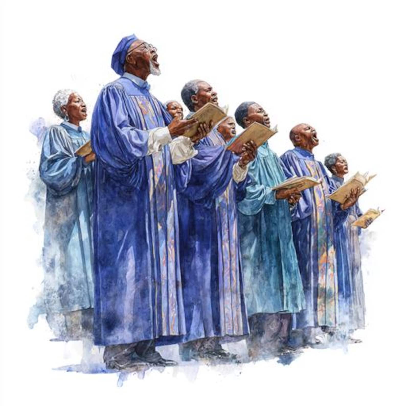 8 Church Gospel Choir Clipart, Watercolor Printable, Digital Download ...