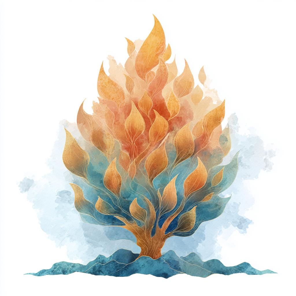 8 Burning Bush Clipart Christian Watercolor Element Sacred Fire Symbol ...