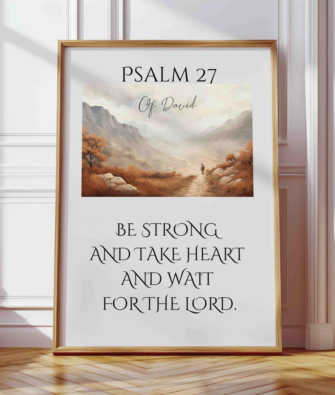 Psalm 27:14, Be Strong and Take Heart Wall Art Decor, Bible Verse ...
