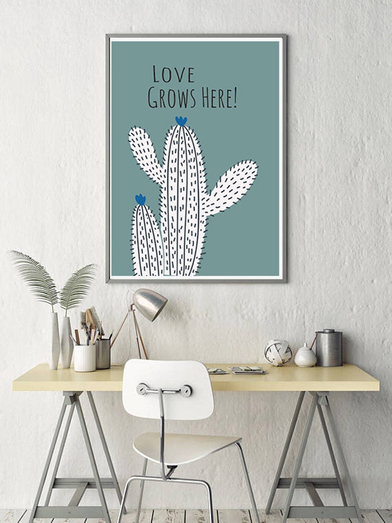 Cactus Printable Mint Print Love Grows Here Cactus Quotes Cactus Print ...