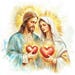8 Jesus and Mary Clipart Sacred Immaculate Heart Clipart Watercolor ...