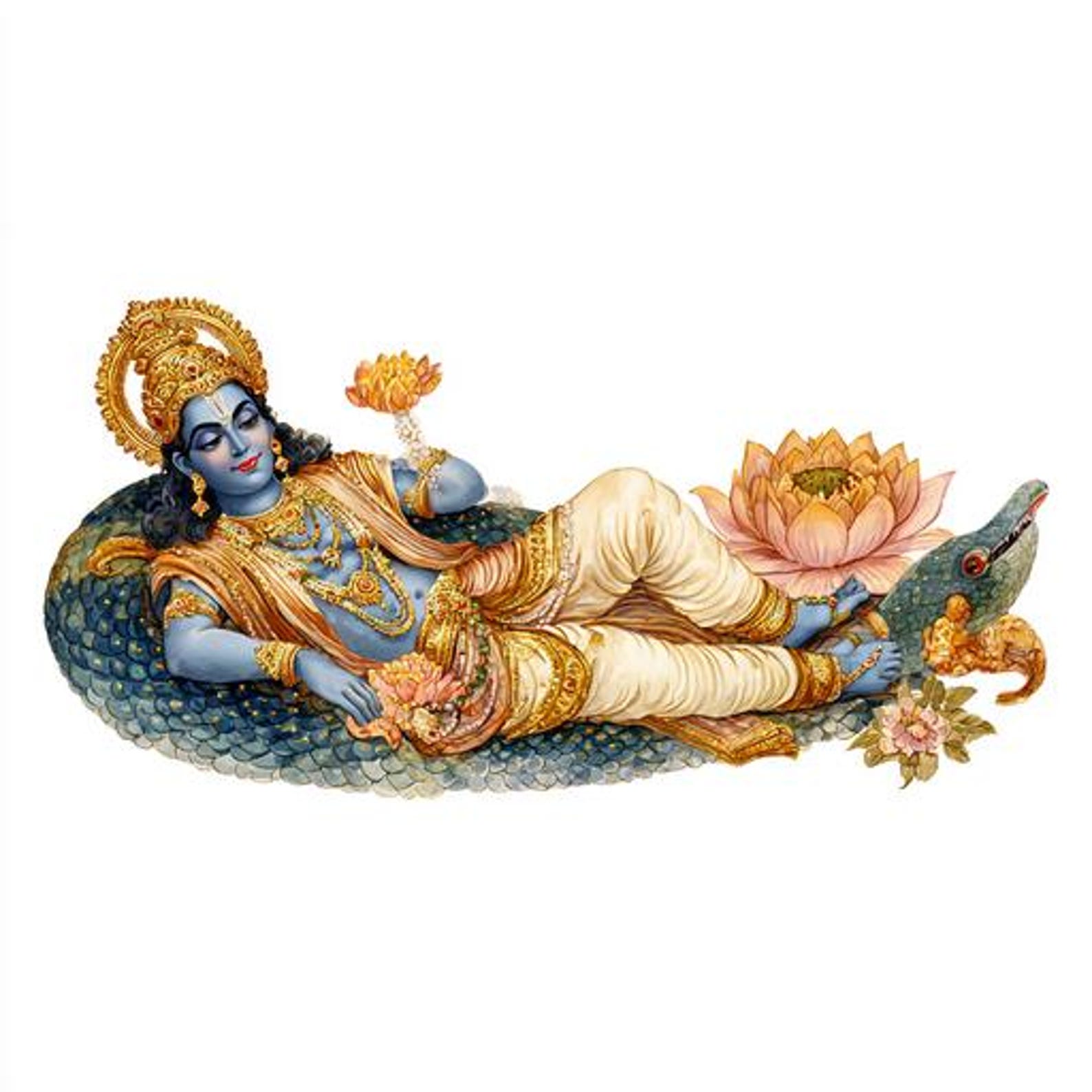 8 Lord Vishnu Lying Clipart, Hindu God, Watercolor Printable, High ...