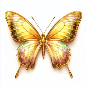 8 Golden Metallic Butterfly Clipart, Elegant Luxury Brooch, Watercolor ...
