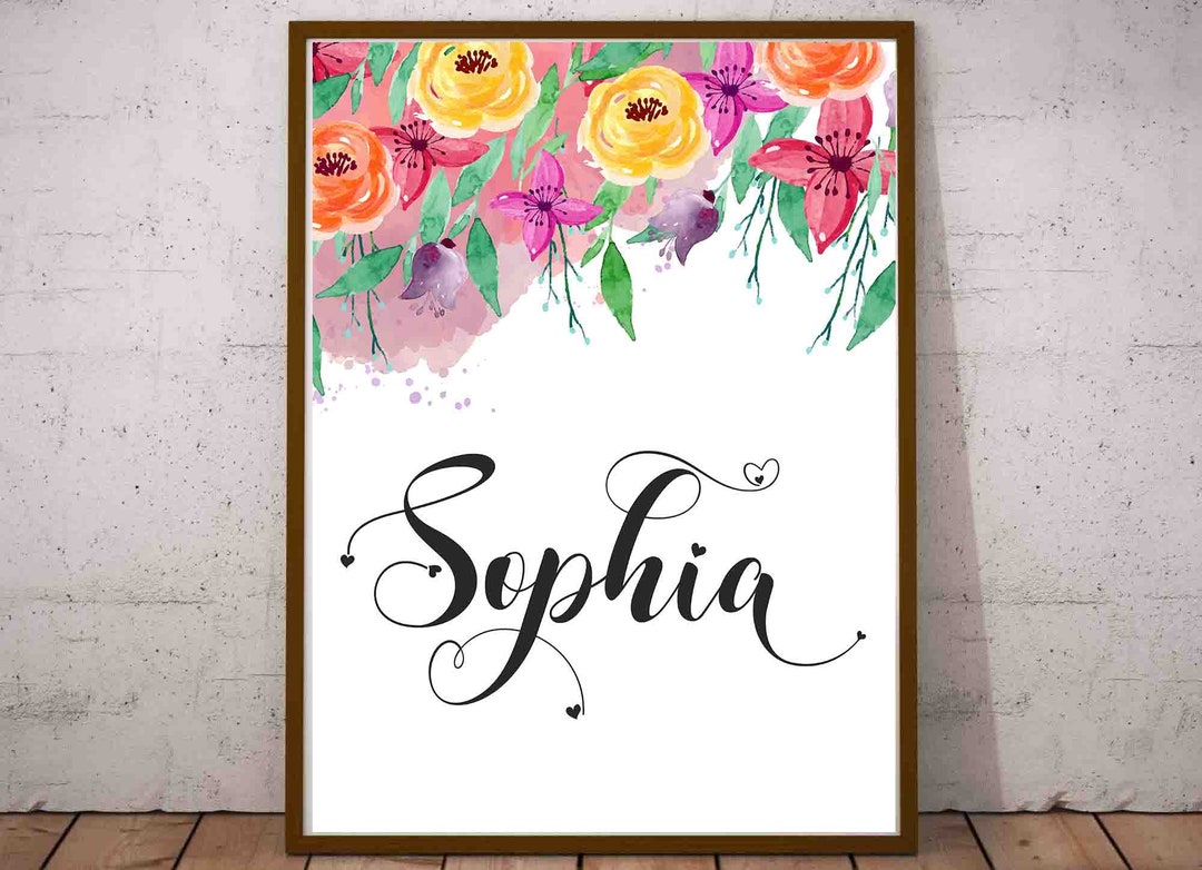 Sophia Name Sign for Wall Name Print Name Printable Girly Wall Decor ...