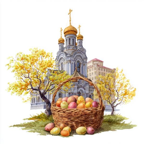 8 Orthodox Easter Clipart Russian Eggs Basket Watercolor Printable ...