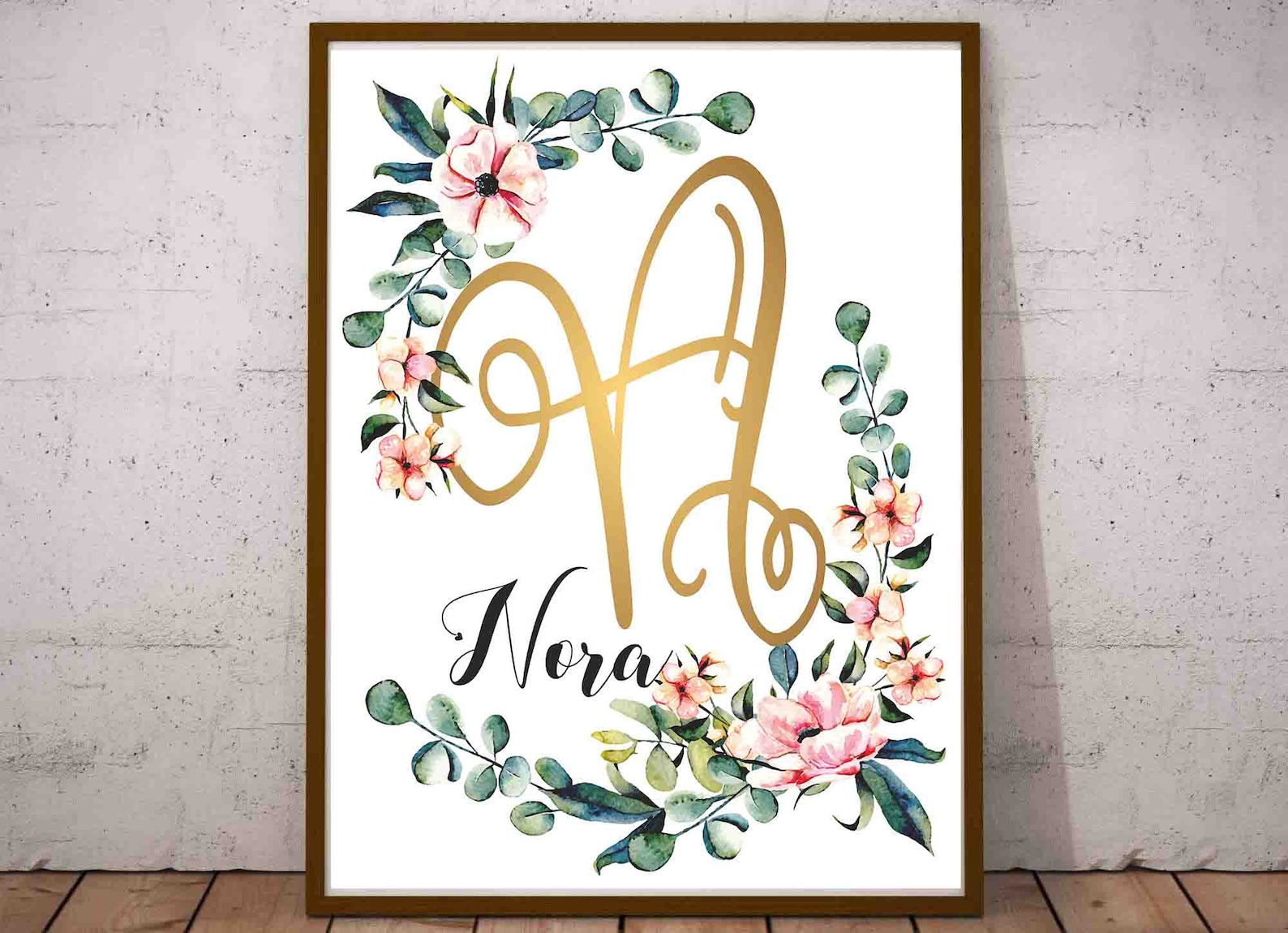 Nora Name Sign Nora Baby Printable Baby Shower Gift Floral - Etsy