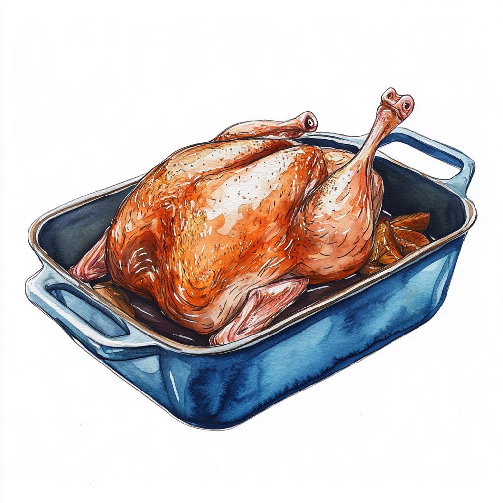 7 Roast Turkey Clipart Watercolor Printable for Recipe Books, Holiday ...