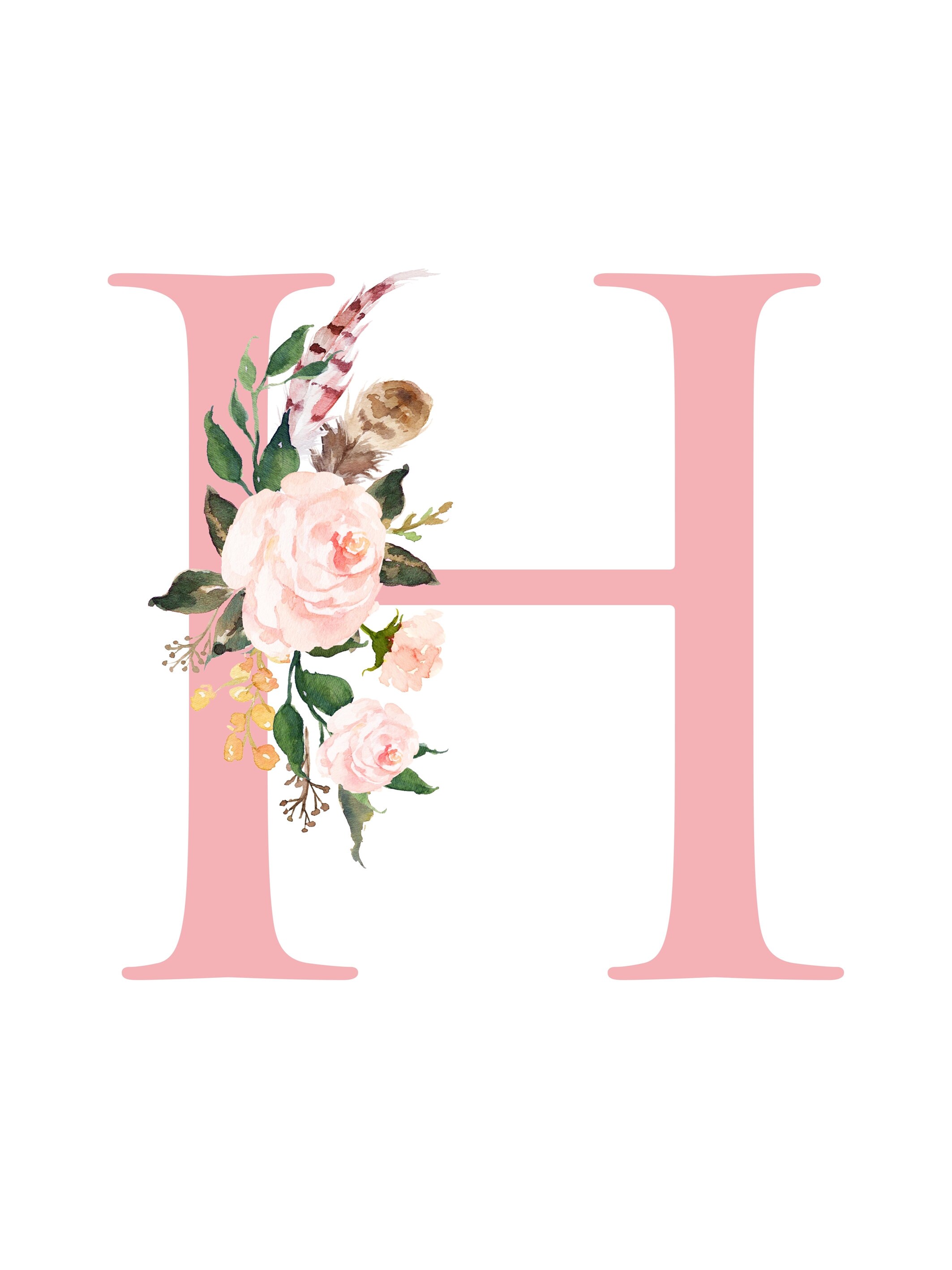 H Letter Name Sign Name Print Nursery Printable Party Decorations Adult ...