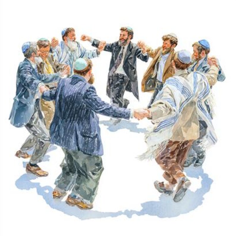 8 Jewish Hora Dance Clipart Men Dancing Wall Art Watercolor Painting ...