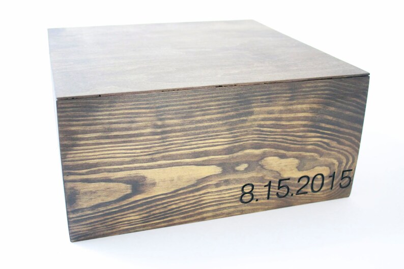 Wood Box With Date Engraved and Lid 12x 12x - Etsy