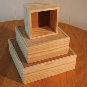 3 Wood Boxes Tiered Boxes Product Display 1 12x 12x 4, 1 8x 8x 4 and 1 ...