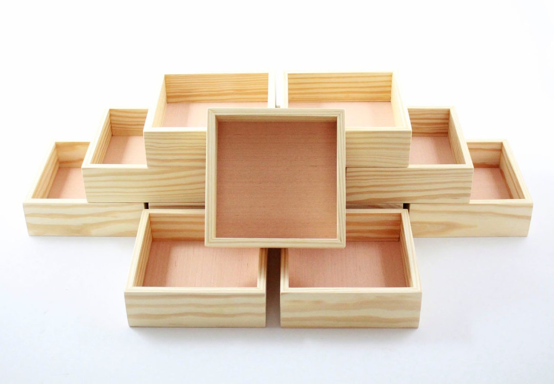 Wood Box Table Centerpiece 6x 6x 2 Wood Handmade Box Storage Event ...