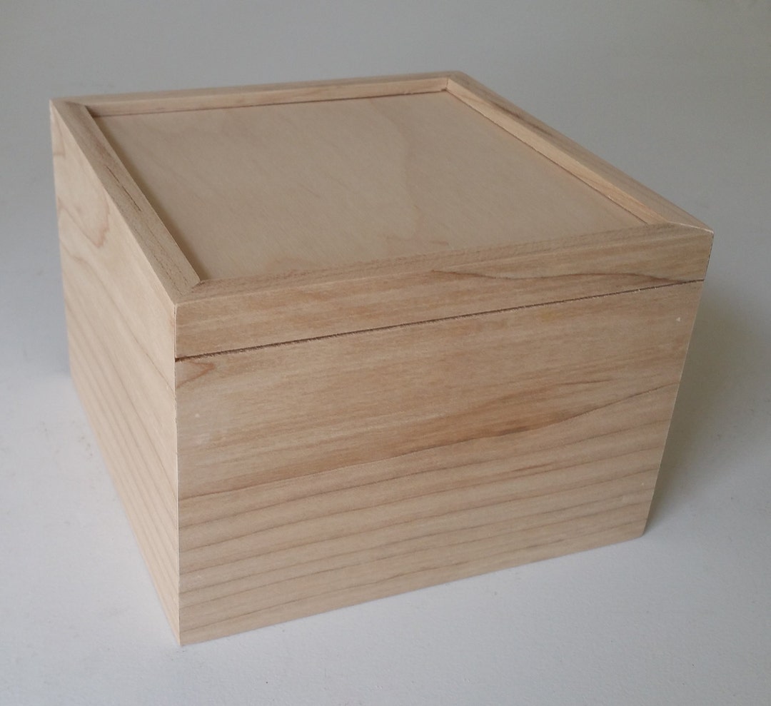 Sliding Lid Box 6 X 6 X 4 All Maple Construction Keepsake Trinket Box ...