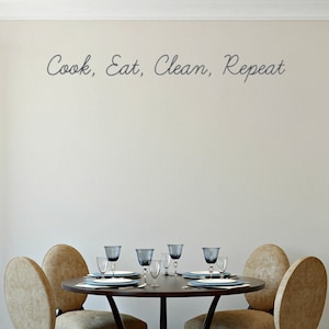 Cook, Eat, Clean, Repeat Vinyl Wall Decal - Etsy