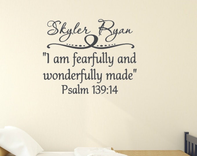 Fearfully and Wonderfully Made Decal Vinyl Wall Decal Psalm Bible Verse ...
