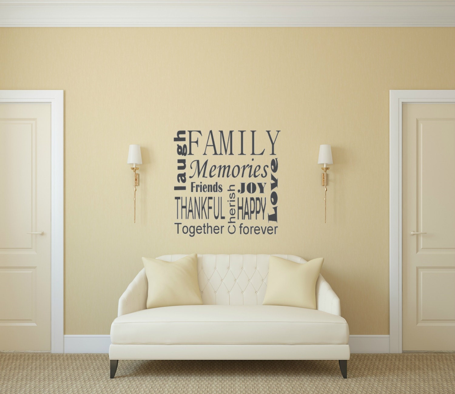 Family wall decal. Leave as a collage or cut and randomly place around ...