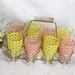 Water Glasses With Brass Caddy, Firna Yellow and Peach Checkers Cups ...