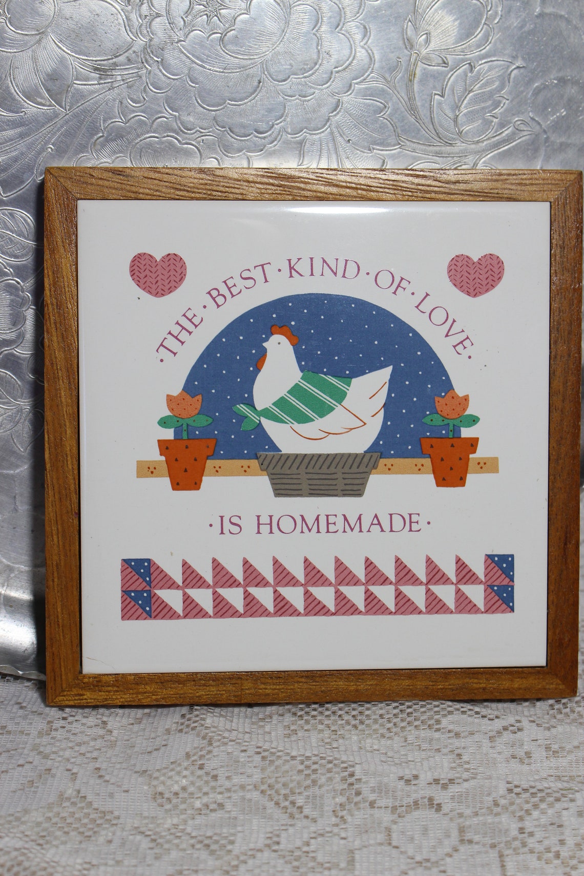 Hallmark Plaque Trivet Wood and Tile With Hen the Best - Etsy