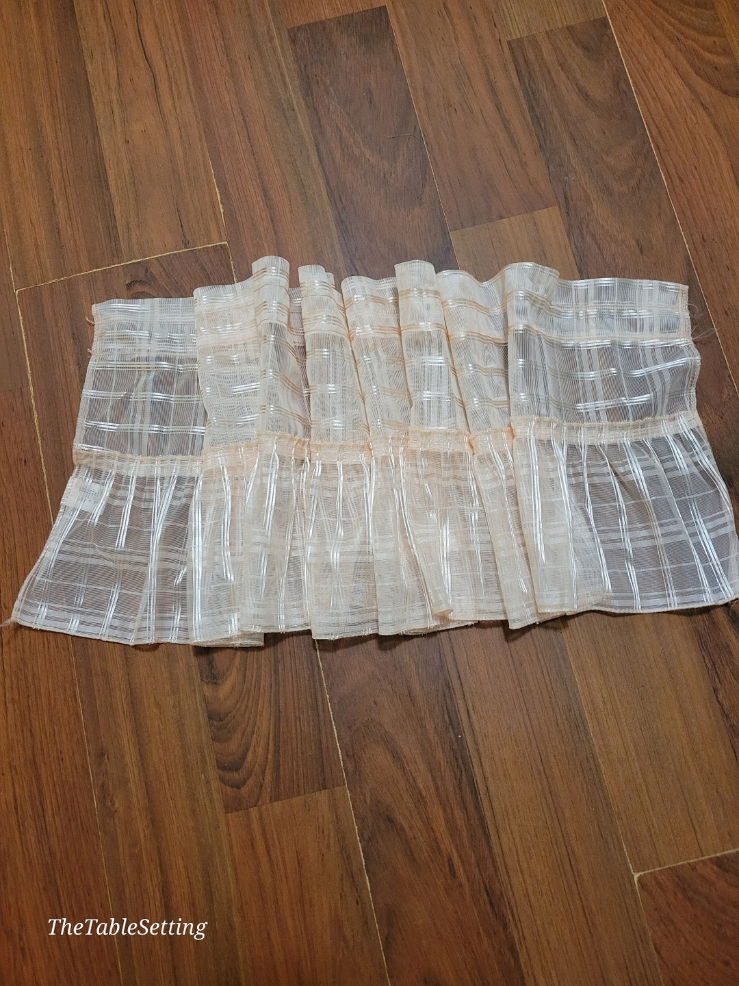 Vintage Peach Curtain Valance, Ruffled Plaid Polyester See-through - Etsy