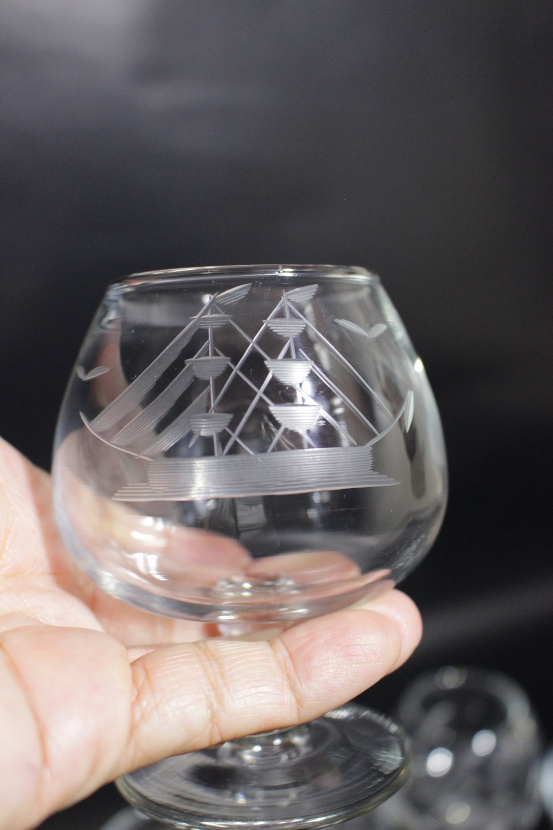 Small Cognac and Brandy Glasses, Nautical Galleon Tumblers Set of 2 ...
