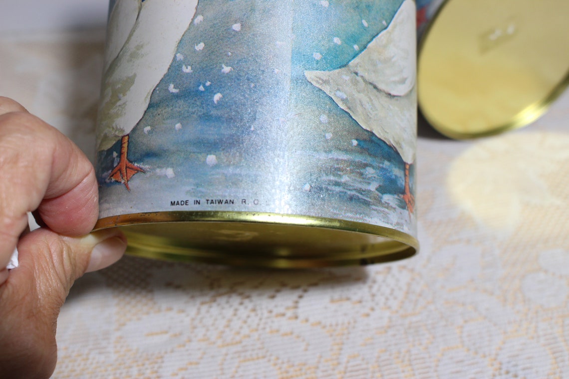 Nesting Tin Cans Set, Winter Geese Country Blue, Made in Taiwan - Etsy