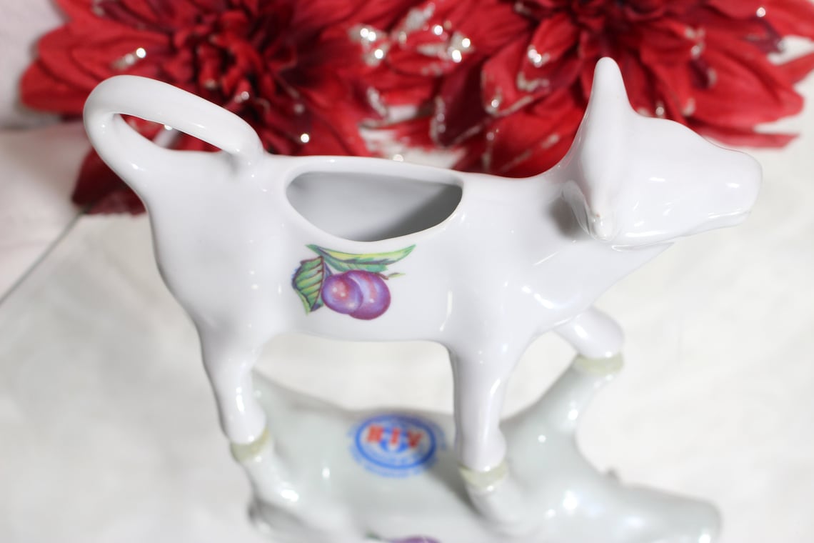 Ceramic Cow Creamer Milk Figural Pitcher Cordon Bleu Hand - Etsy