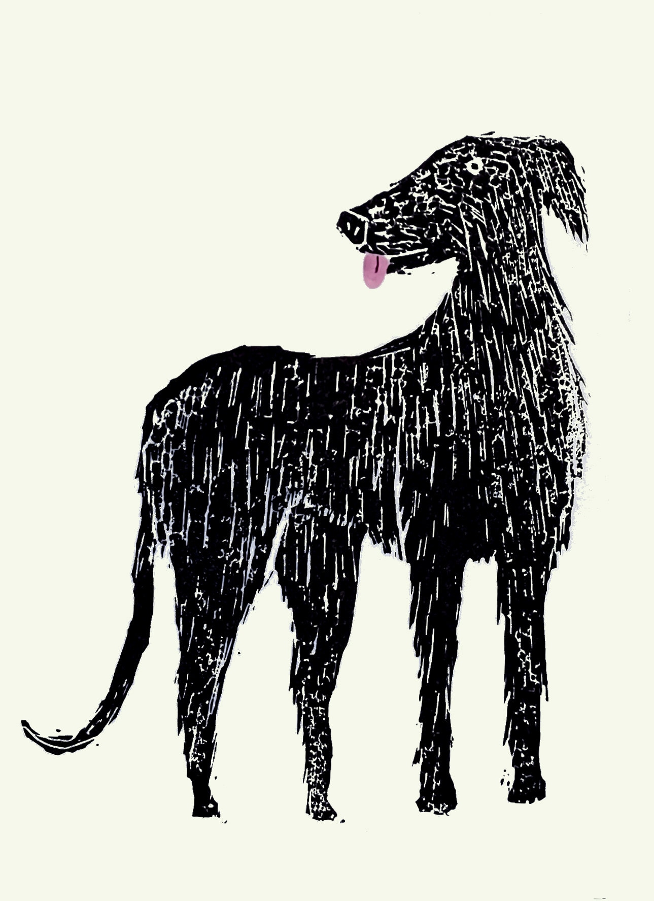 Bedlington Whippet Art Print, Handprinted Beddy Whippet Handprinted ...