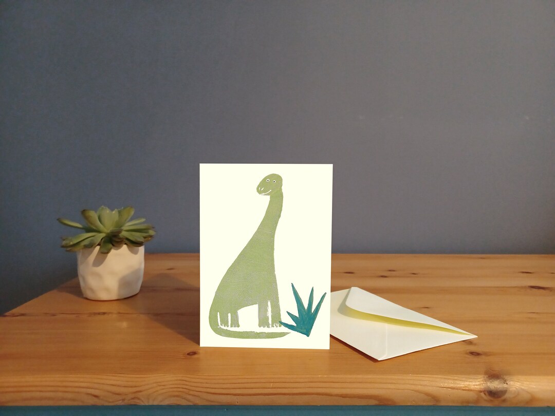 Dinosaur Card, Brachiosaurus Birthday Card, Kids Dinosaur Card, UK ...