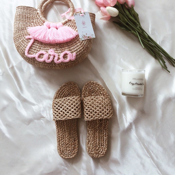 Raffia Slippers - Etsy