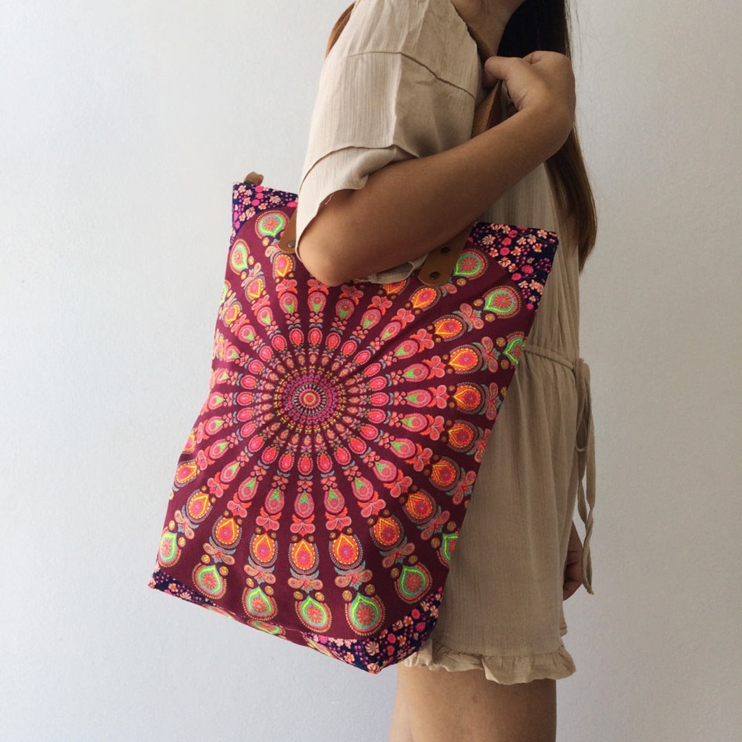 Bespoke Bohemian BOHP Quinceanera Favor Brown Mandala Beach Bag Canvas ...