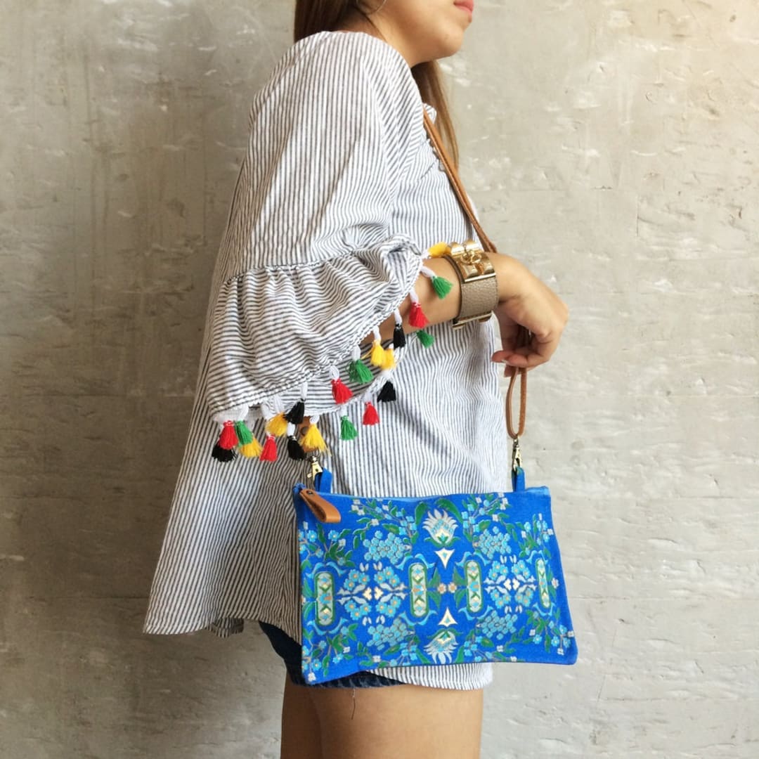 Bespoke Blue Crossbody Bag Canvas for Women Small Weekend - Etsy