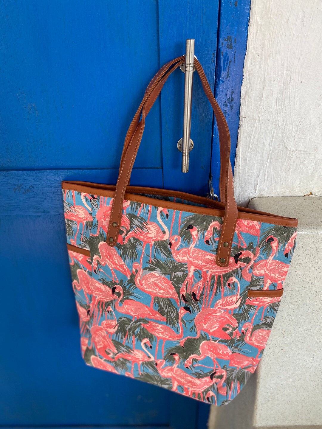 BOHP Beach Wedding Bag Bespoke Boho Flamingo Tote Bag Canvas Pool Beach ...