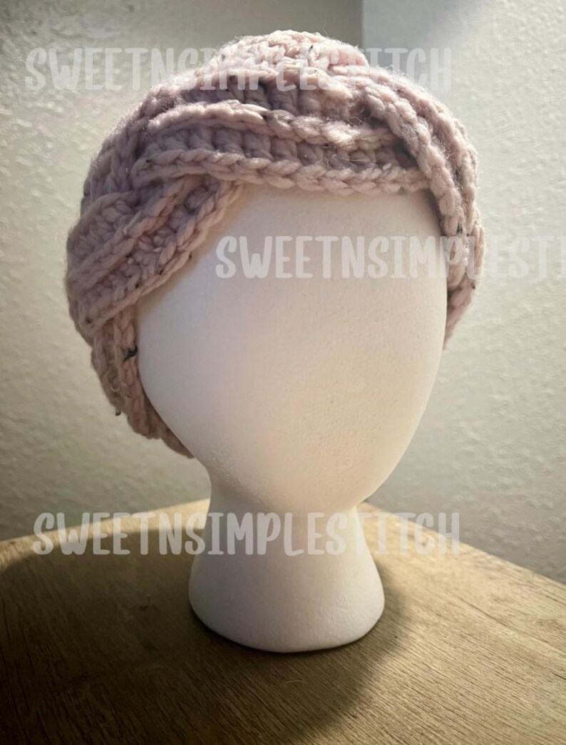 Handmade Pink Crocheted Ear Warmer Cozy, Braided & Textured Valentine's ...