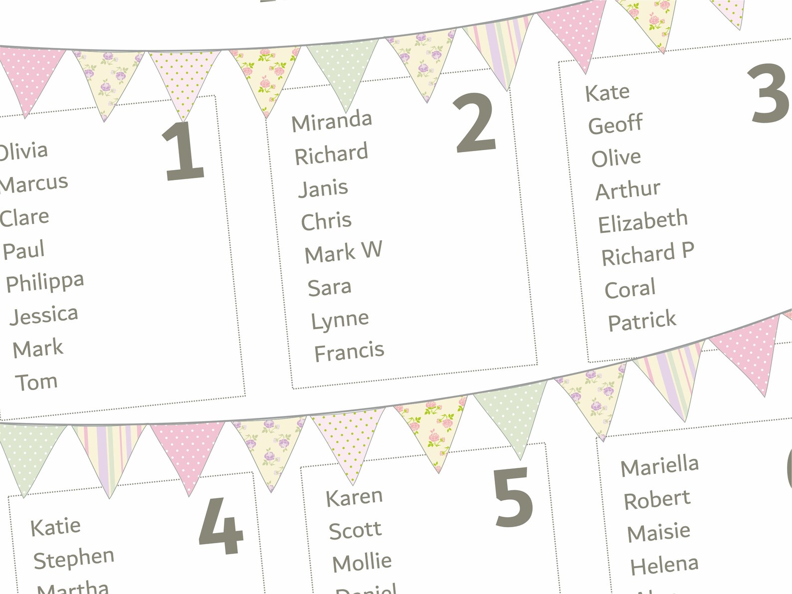 Printable Table Plan, Personalised Table Plan, Bunting Table Plan ...
