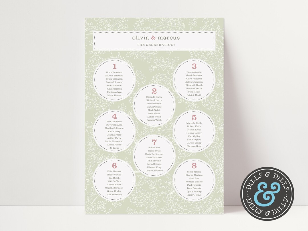 Printable Table Plan, Personalised Table Plan, Wedding Sign, Floral ...