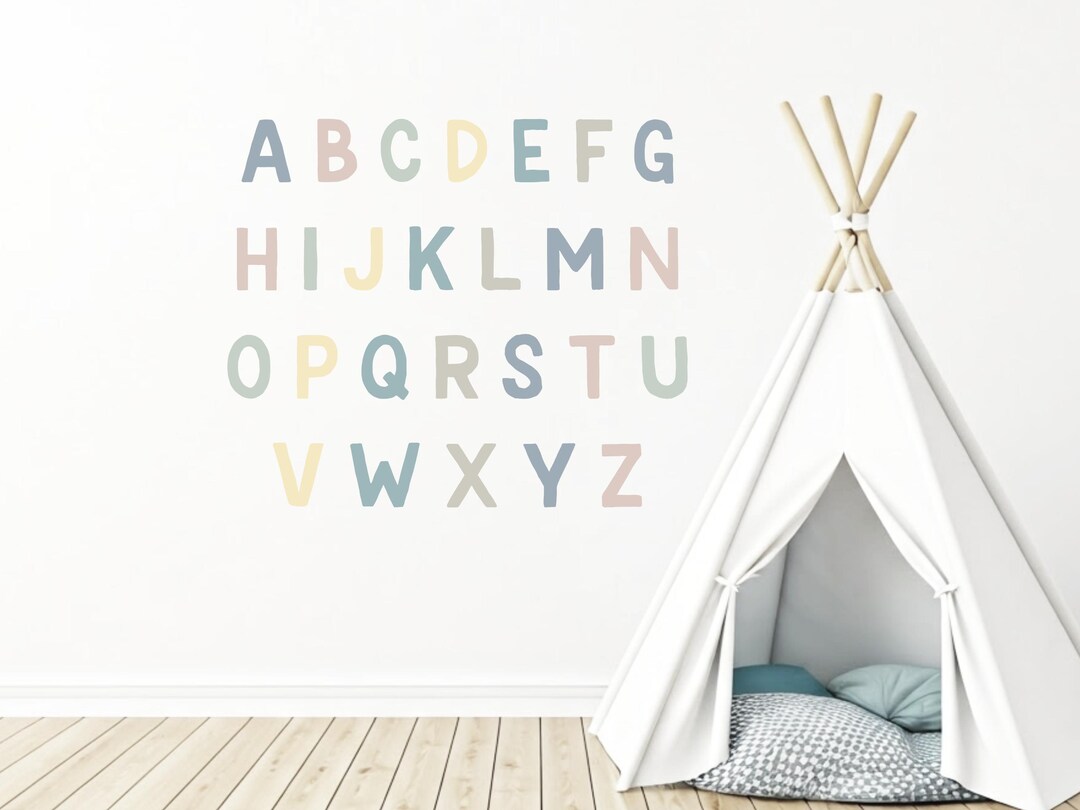 Neutral Alphabet Wall Stickers Alphabet Fabric Wall Stickers Nursery ...