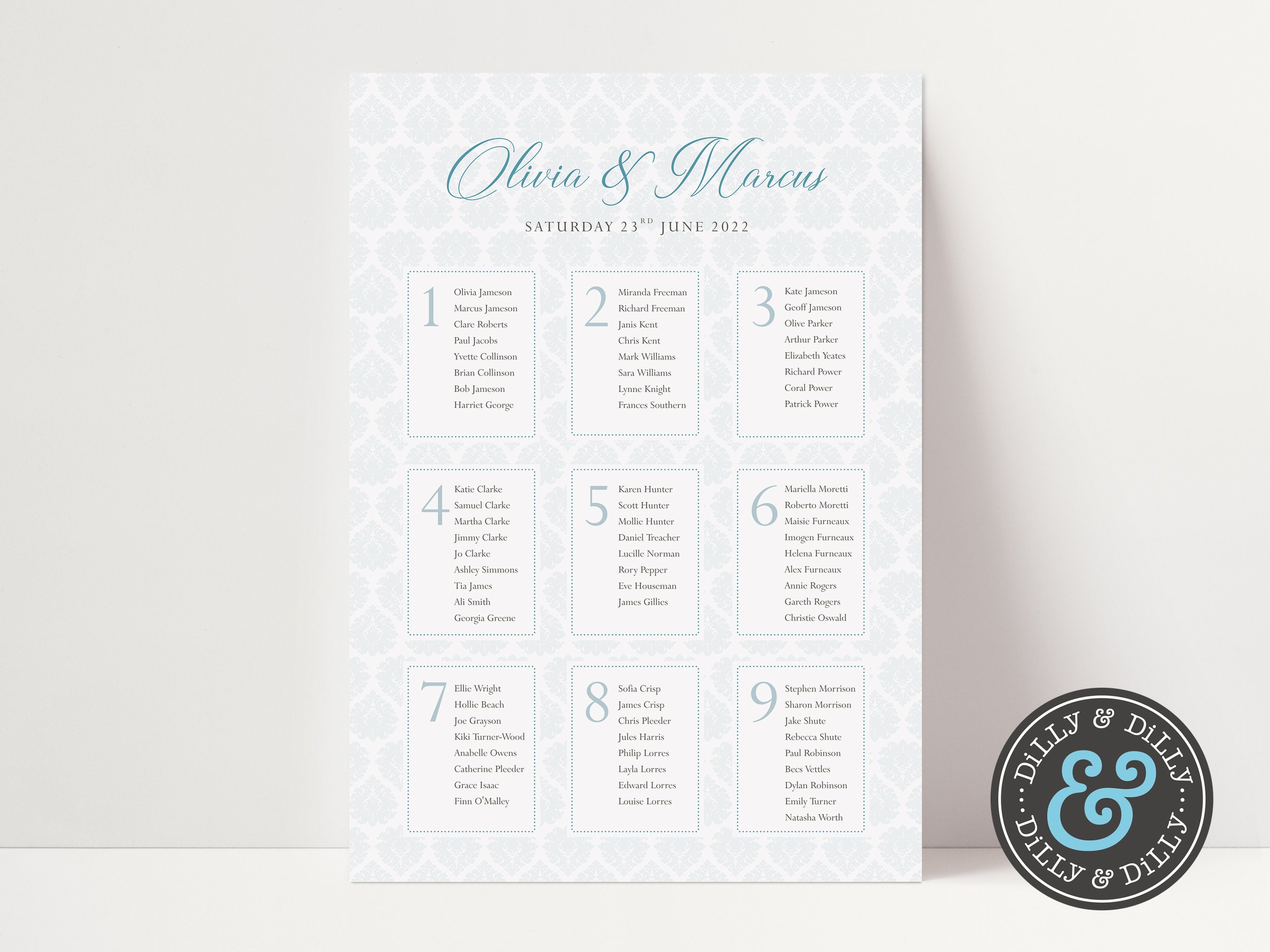 Printable Table Plan, Personalised Table Plan, Elegant Wedding Table ...