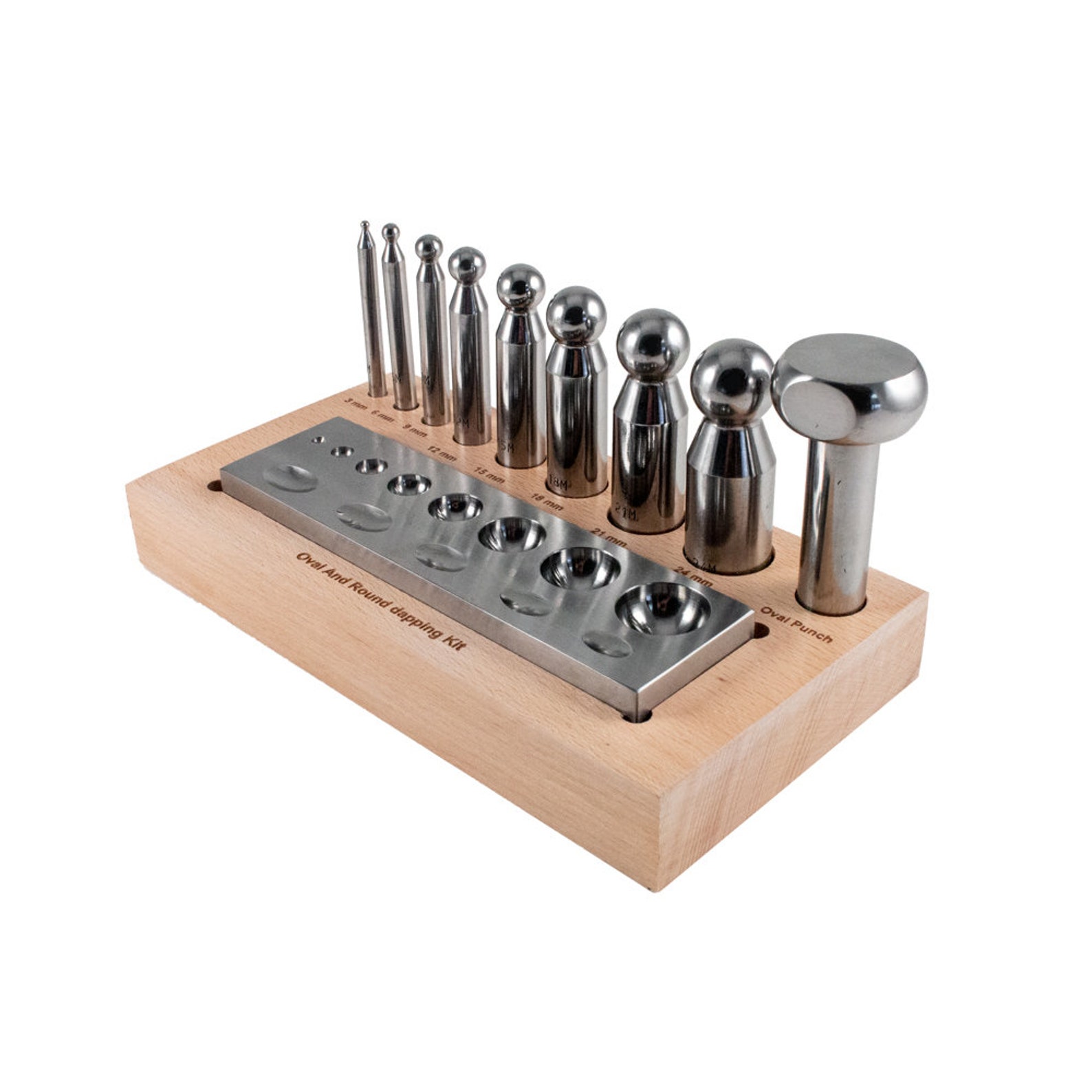 Oval & Round Dapping Set - 9 Piece for Jewelry Making - SFC Tools- 25 ...