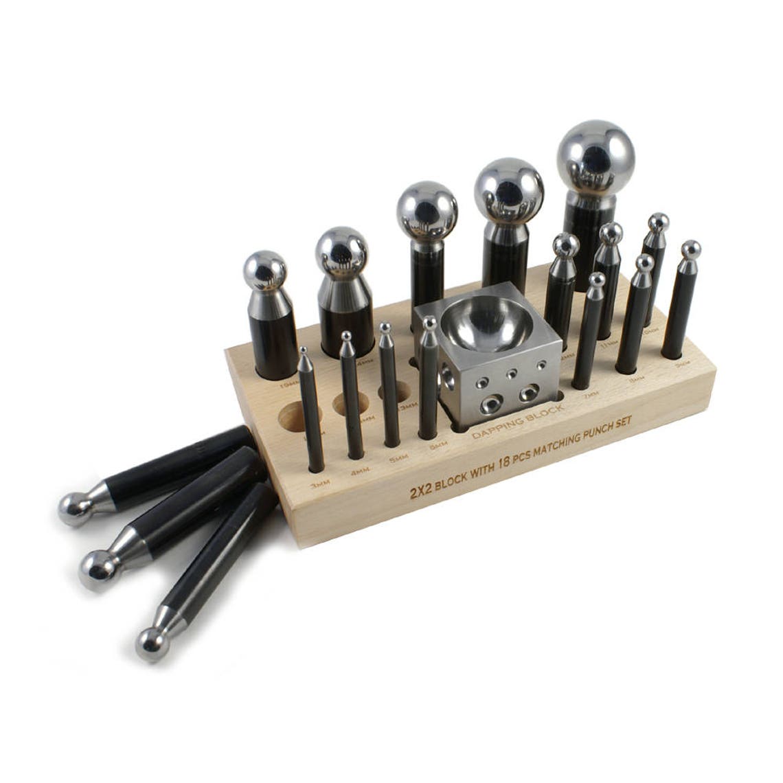 Professional 20 Piece Dapping Set - 3 to 38 Millimeter Punches - 25-630 ...