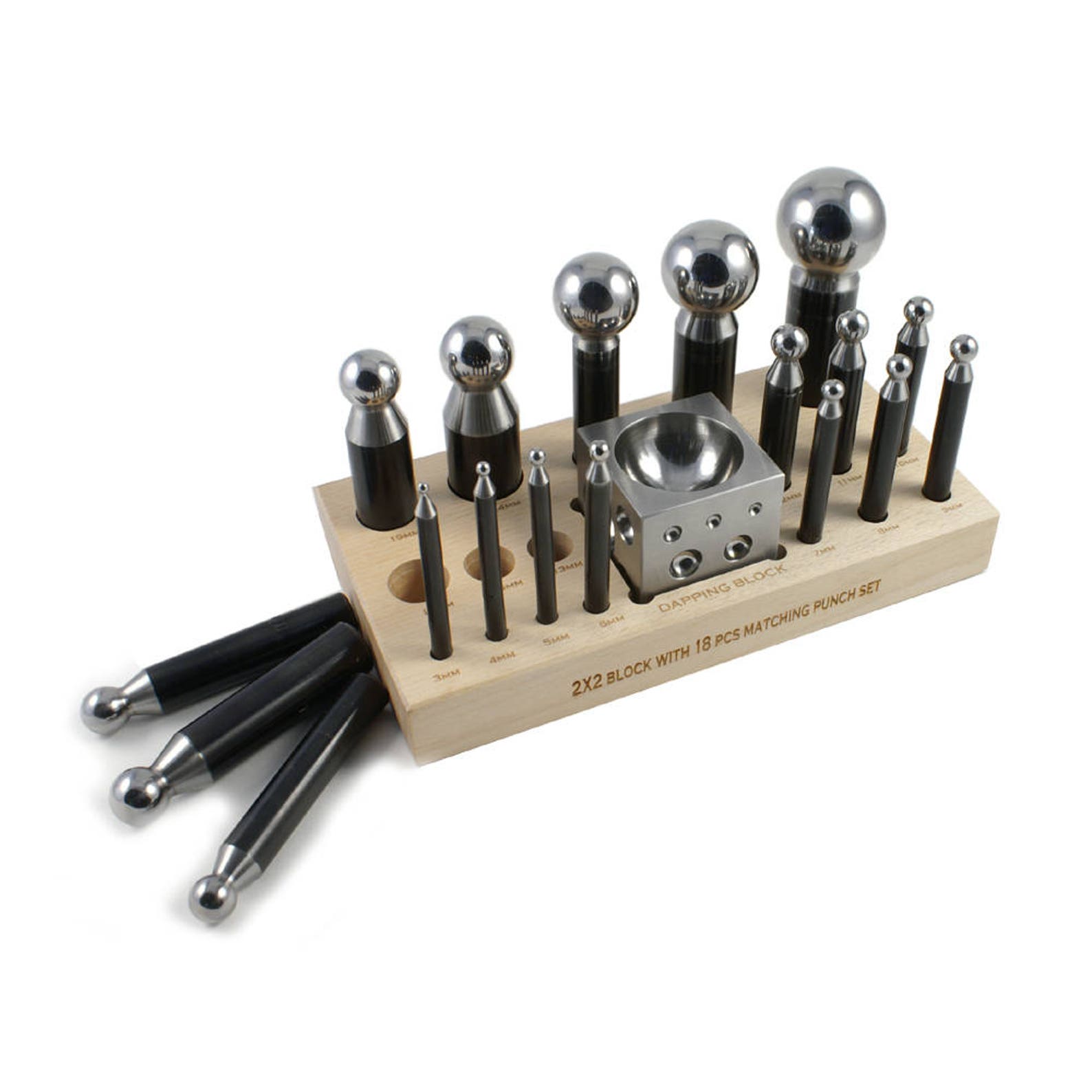 Professional 20 Piece Dapping Set - 3 to 38 Millimeter Punches - 25-630 ...