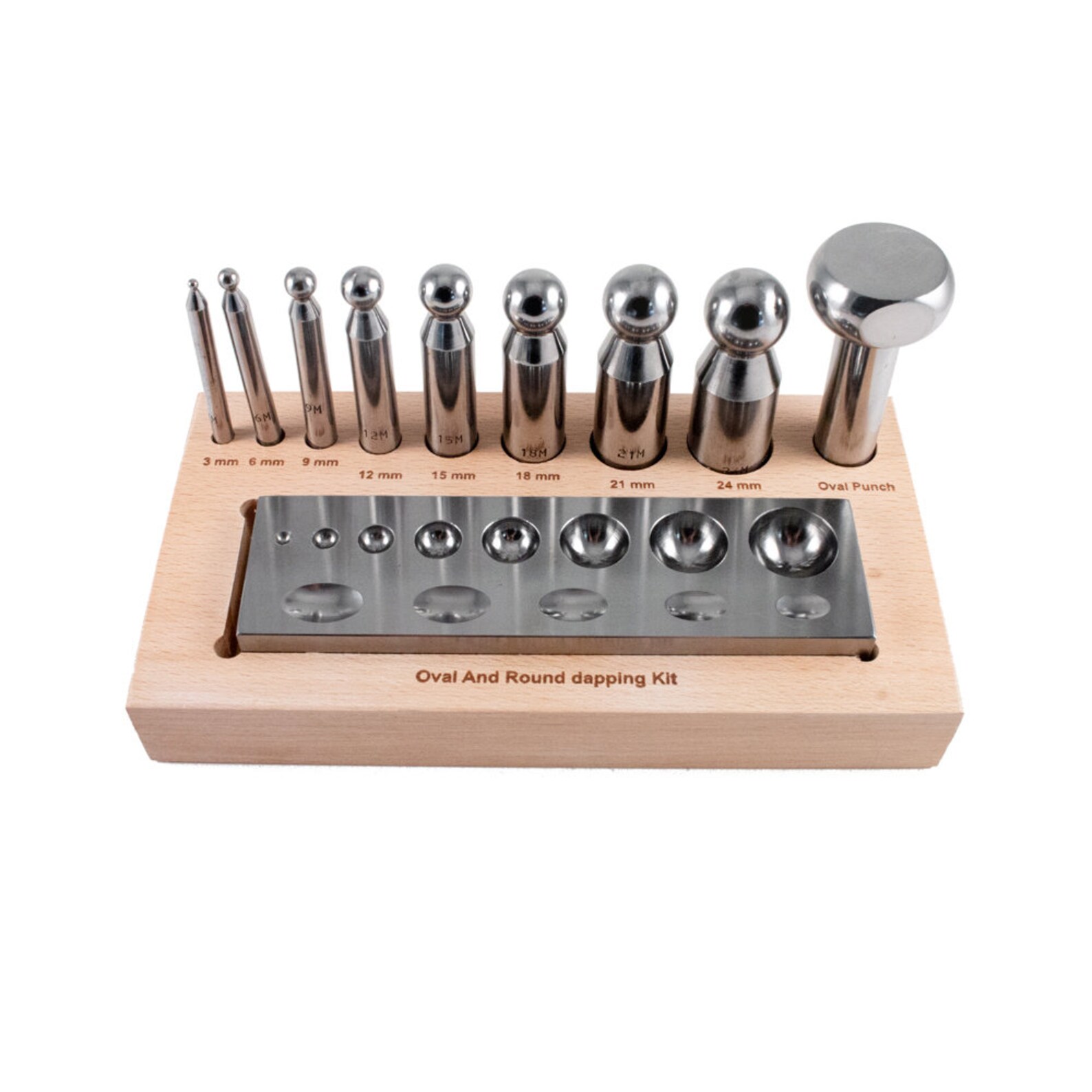 Oval & Round Dapping Set - 9 Piece for Jewelry Making - SFC Tools- 25 ...