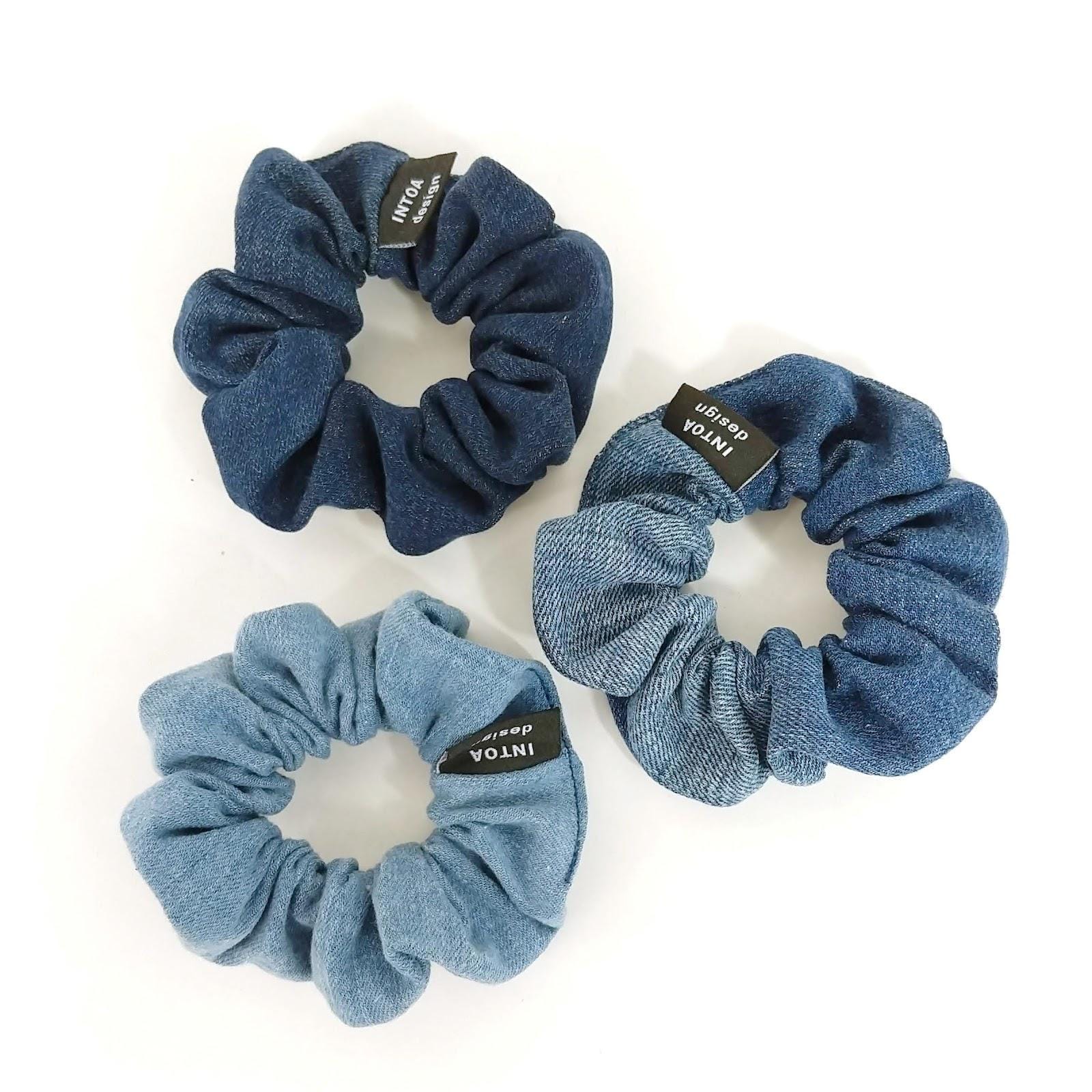 Denim Scrunchie of Upcycled Jeans, Set of 3 - Etsy