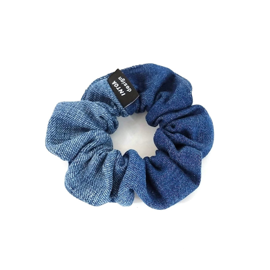 Denim Scrunchie of Upcycled Jeans, Medium Blue - Etsy