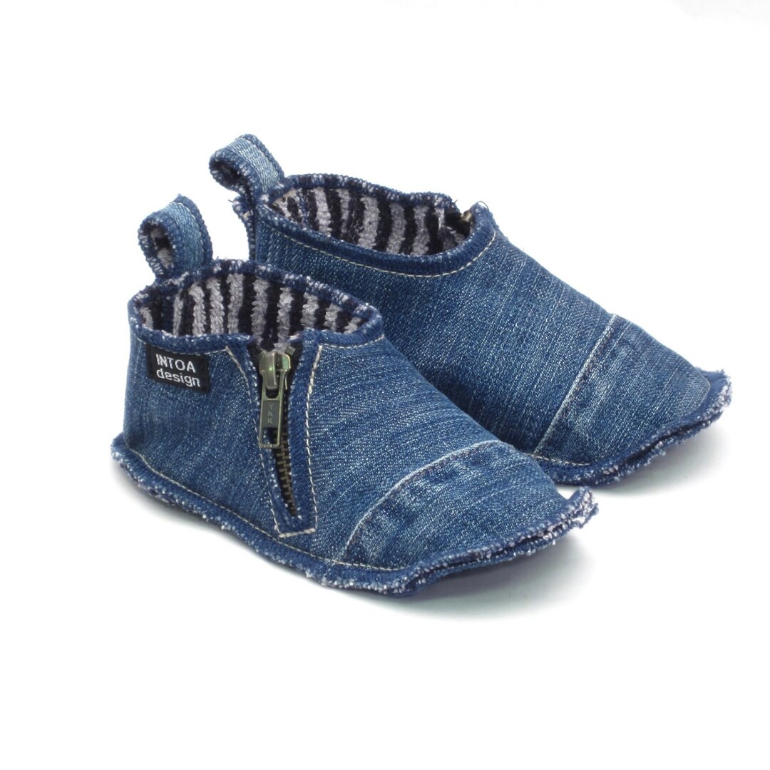 Denim Slippers of Upcycled Jeans, Kids, Zippered - Etsy