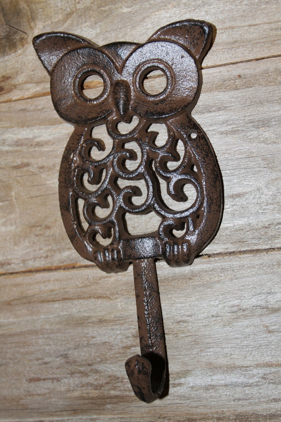 6 Vintage Look Cast Iron Owl Wall Hooks 7 1/2 Inch Patio - Etsy