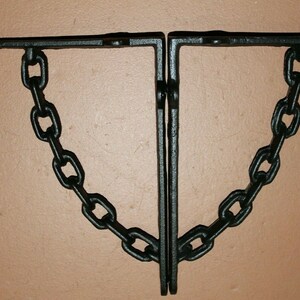 Black Industrial Chain Shelf Brackets / Patio Corbels, Heavy Solid Cast ...